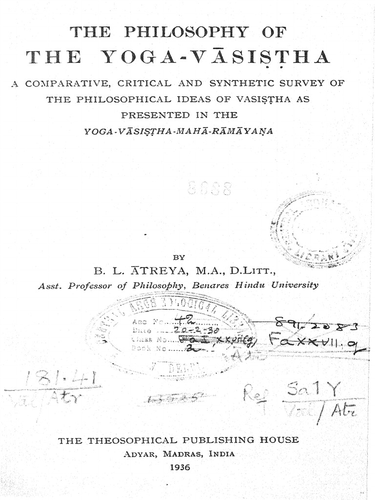 The Philosophy of The Yoga Vasistha | PDF