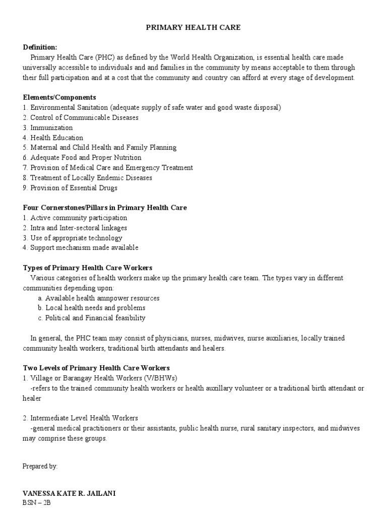 Understanding Primary Health Care Essentials | PDF
