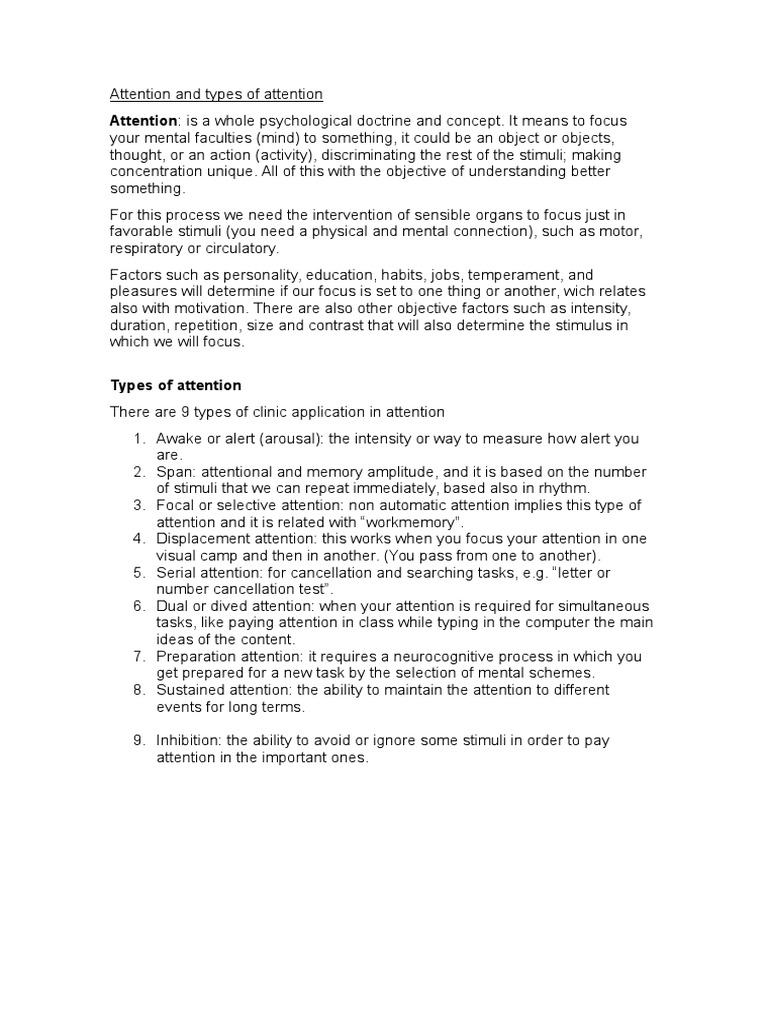Attention and Types of Attention | PDF