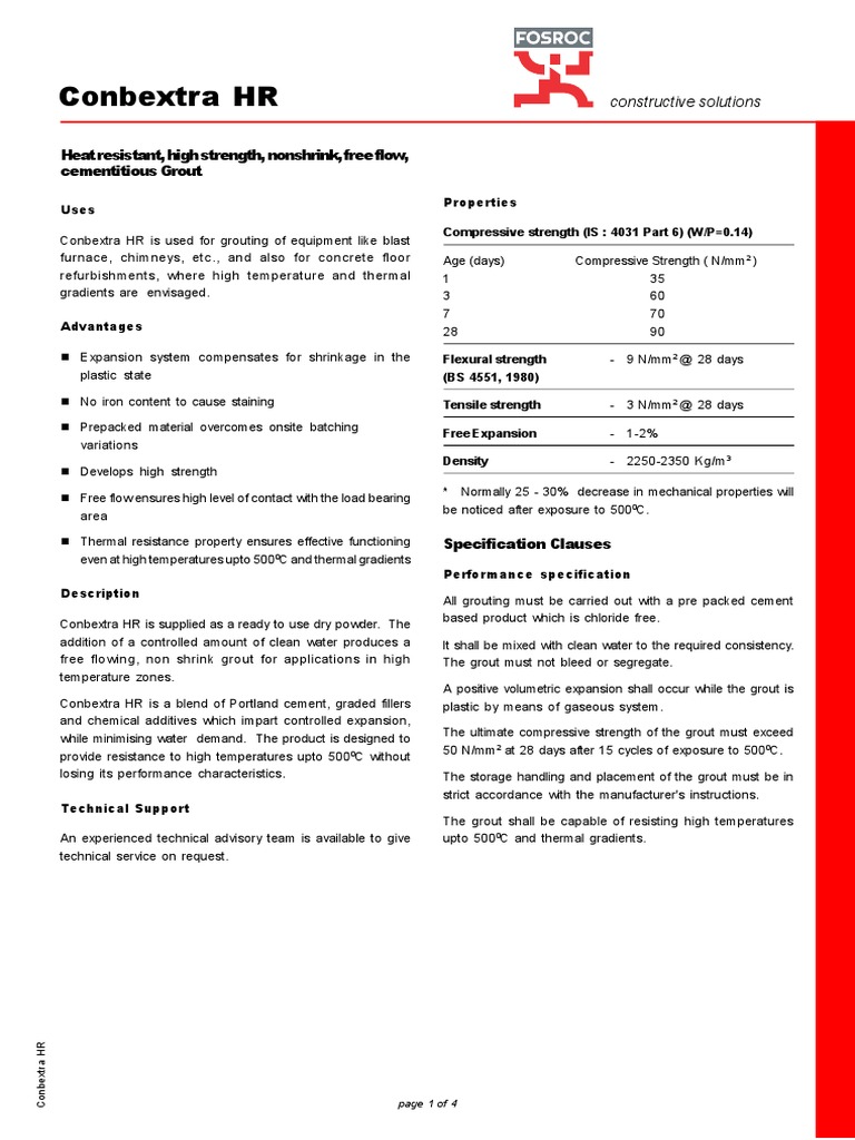 Conbextra HR | PDF | Concrete | Manmade Materials