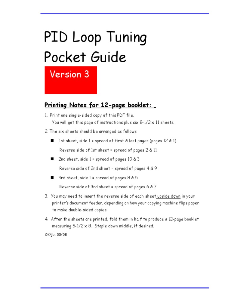 Pid Loop Tuning Tips Pocket Guidepdf Systems Theory Systems Science