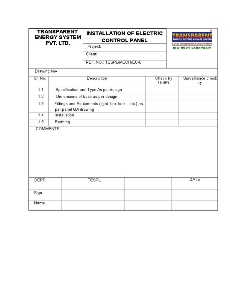 Electrical Control Panel | PDF