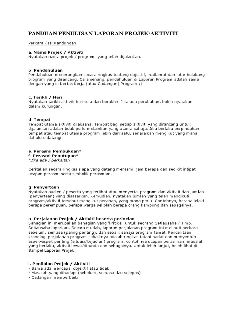 Panduan Penulisan Laporan Projek | PDF