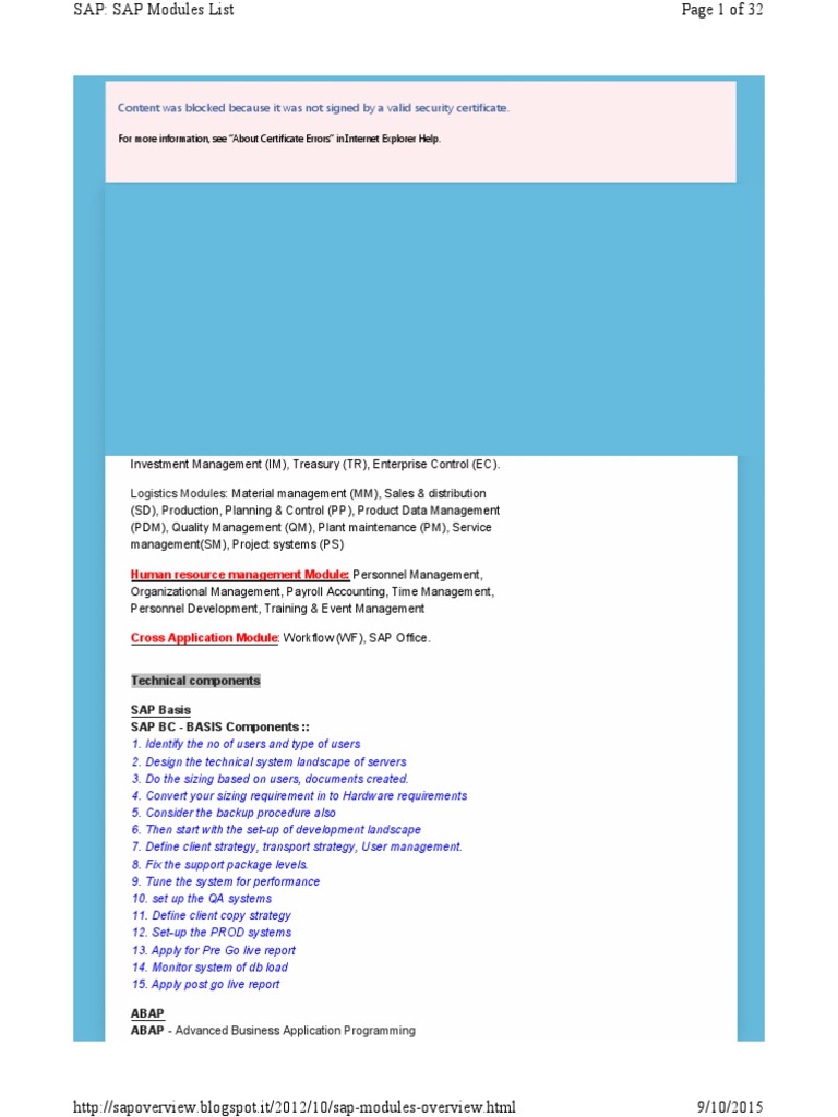 Sap Modules Overview PDF | PDF | Sap Se | Product Lifecycle