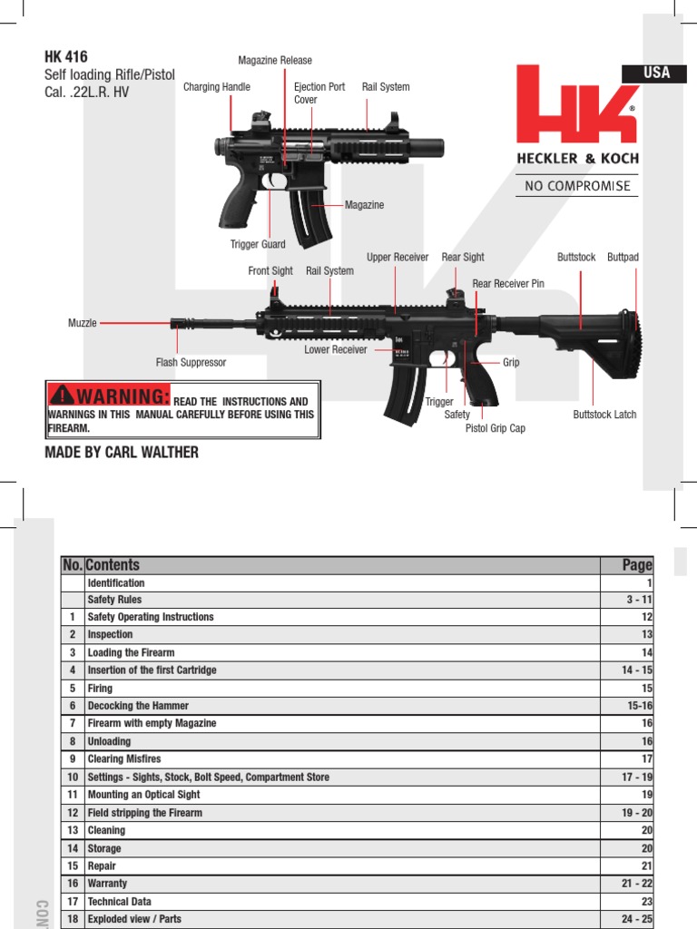 Manual HK 416 d145rs Aug2010 Print | PDF | Cartridge (Firearms ...