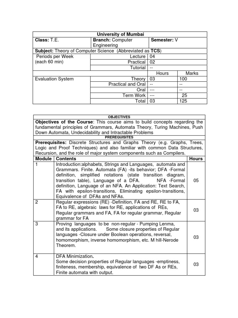 Theory of Computer Science | PDF | Theory Of Computation | Metalogic
