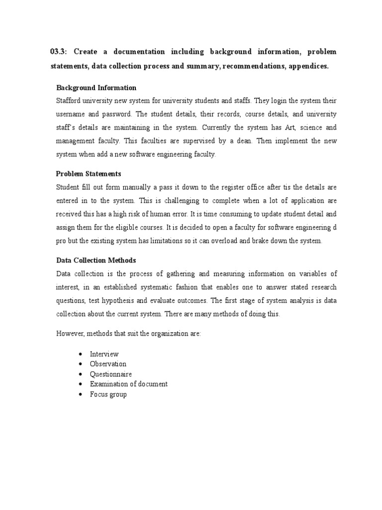 03.3: Create A Documentation Including Background Information, Problem ...