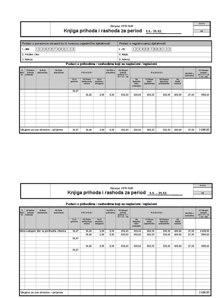 Obrazac KPR-1041 | PDF