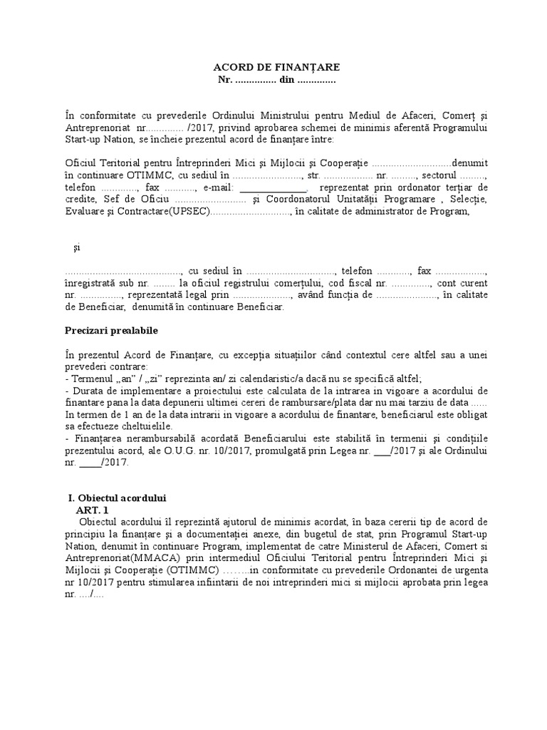 Anexa9 Acord de Finantare Model