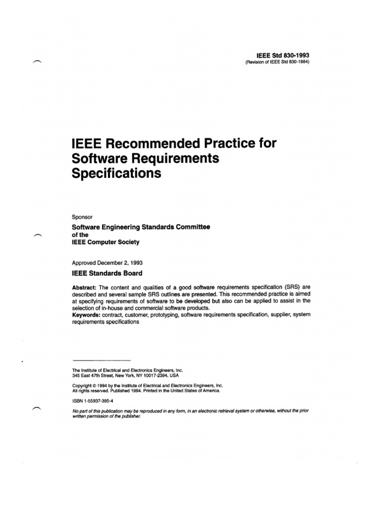 Ieee830 1993 PDF | PDF