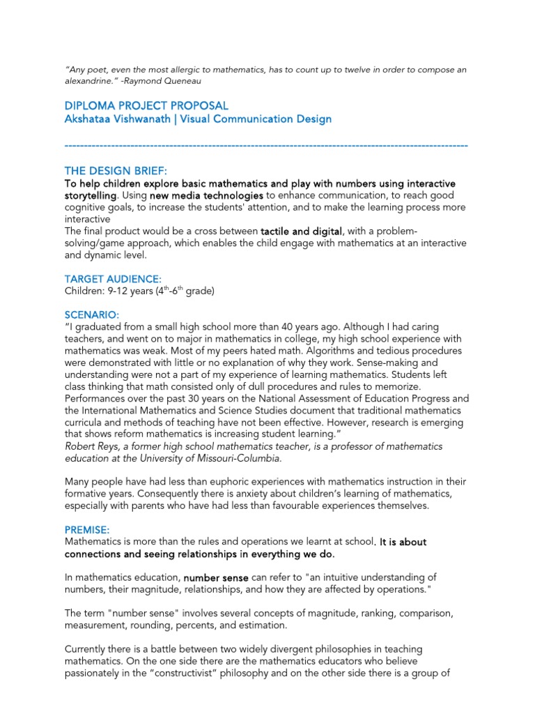 Diploma Project Proposal | PDF | National Council Of Teachers Of ...