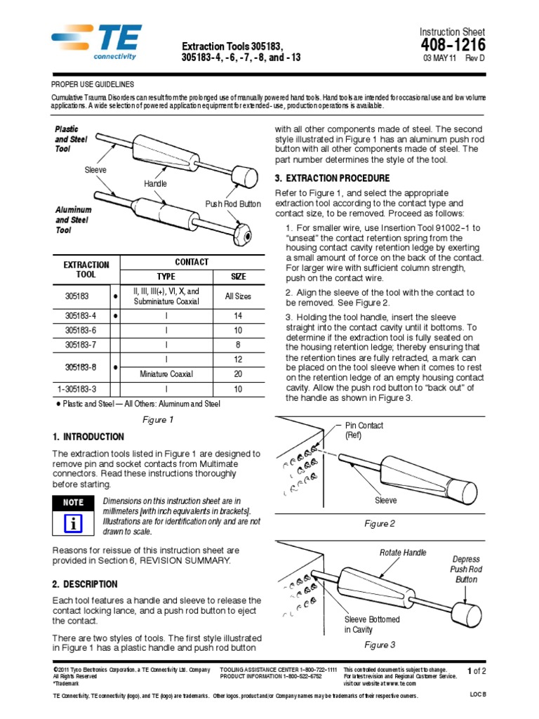 Extrator Terminal 305183 | PDF | Electrical Connector | Equipment