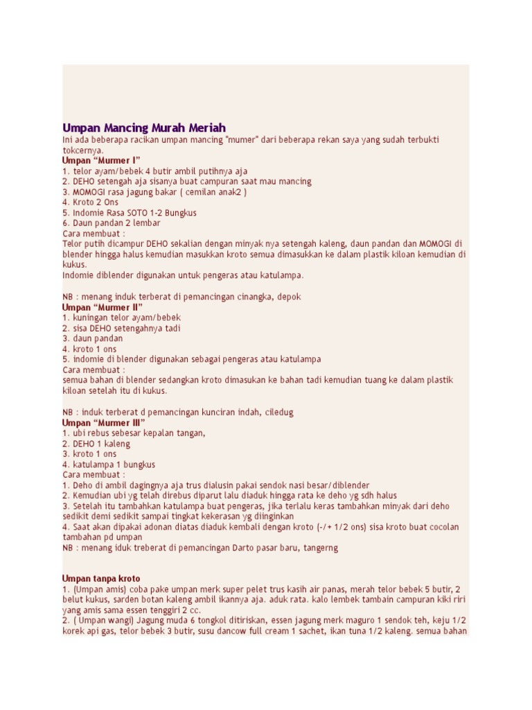Umpan Tombro | PDF