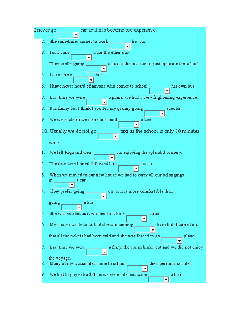 Prepositions of Transport | PDF | Public Transport | Transport