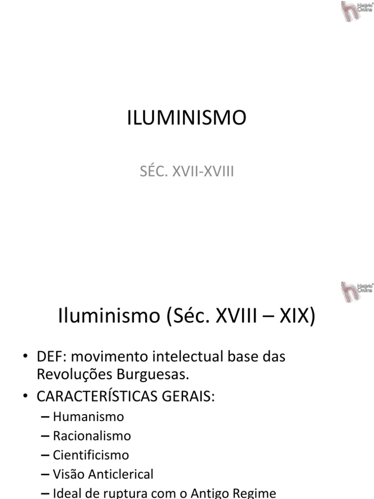 Iluminismo Slides | PDF | Iluminismo | Movimentos filosóficos
