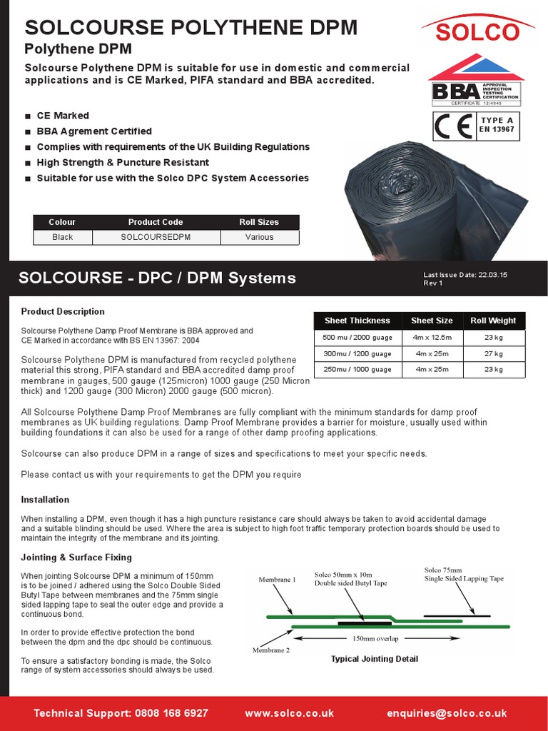 Solcourse - Polythene DPM Datasheet | PDF | Building | Building Engineering