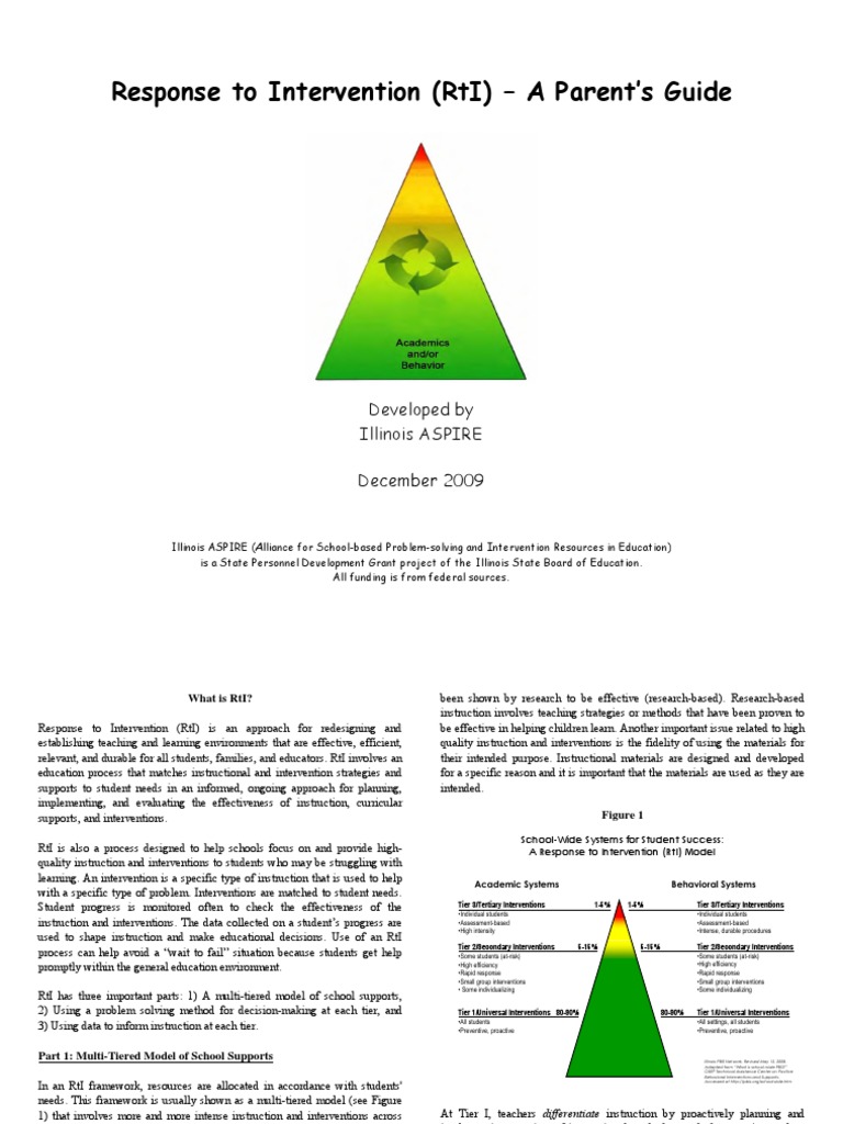 Response To Intervention (RtI) - A Parent's Guide | PDF | Pedagogy ...
