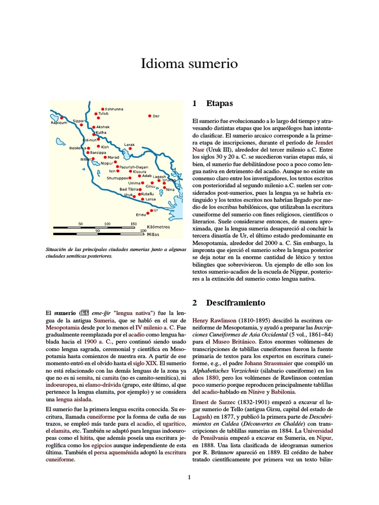El sumerio: la primera lengua escrita | PDF | Semiótica | Idiomas