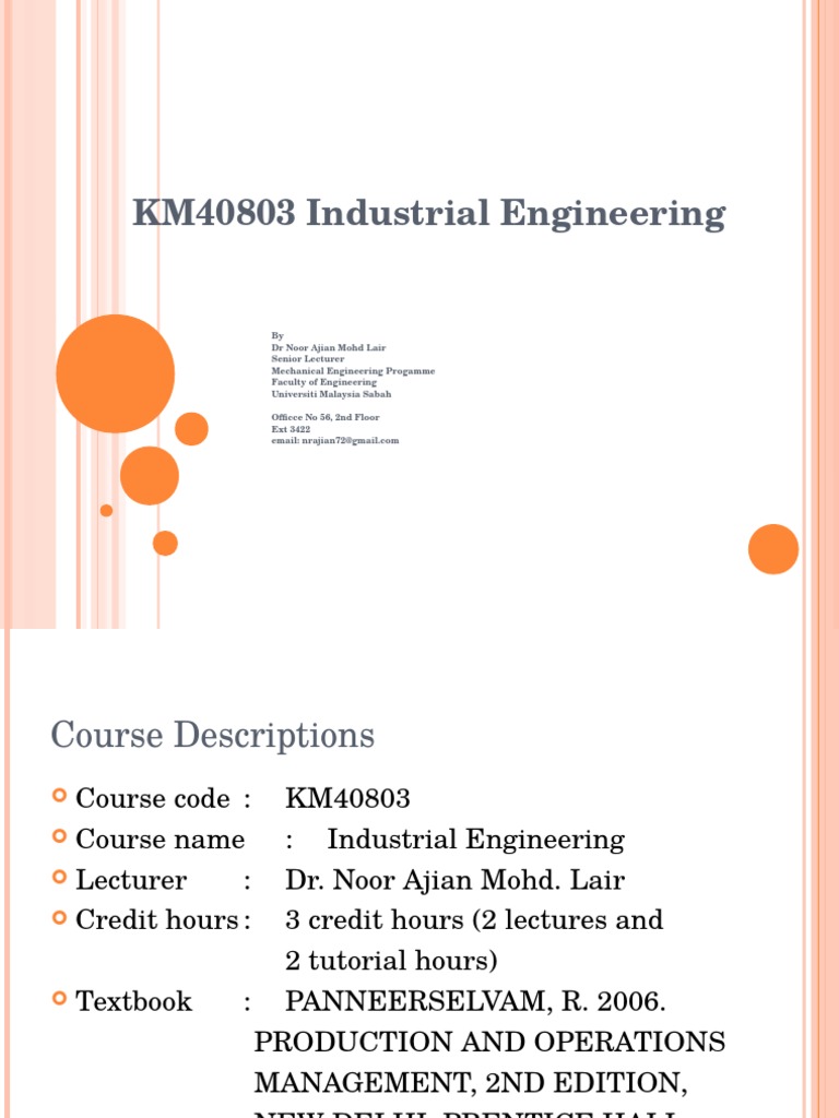 Industrial Engineering Course Overview | PDF | Industrial Engineering ...