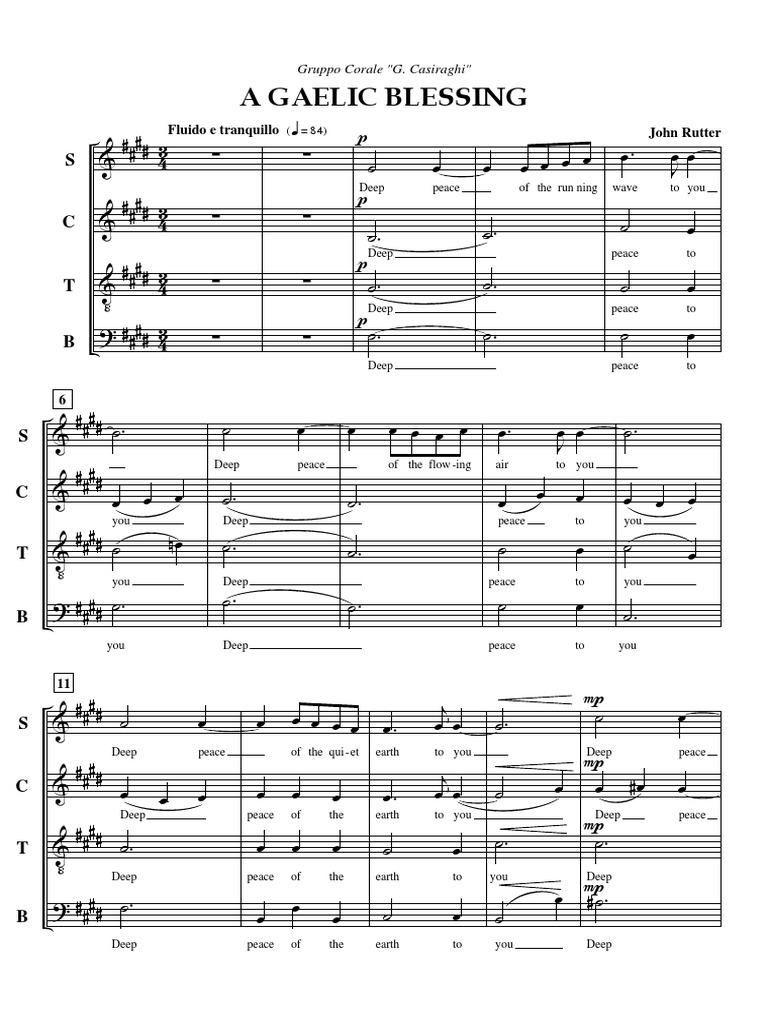 A Gaelic Blessing: Fluido e Tranquillo John Rutter | PDF | Astronomy ...