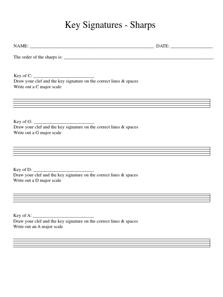 Sharp Keys Worksheet | PDF