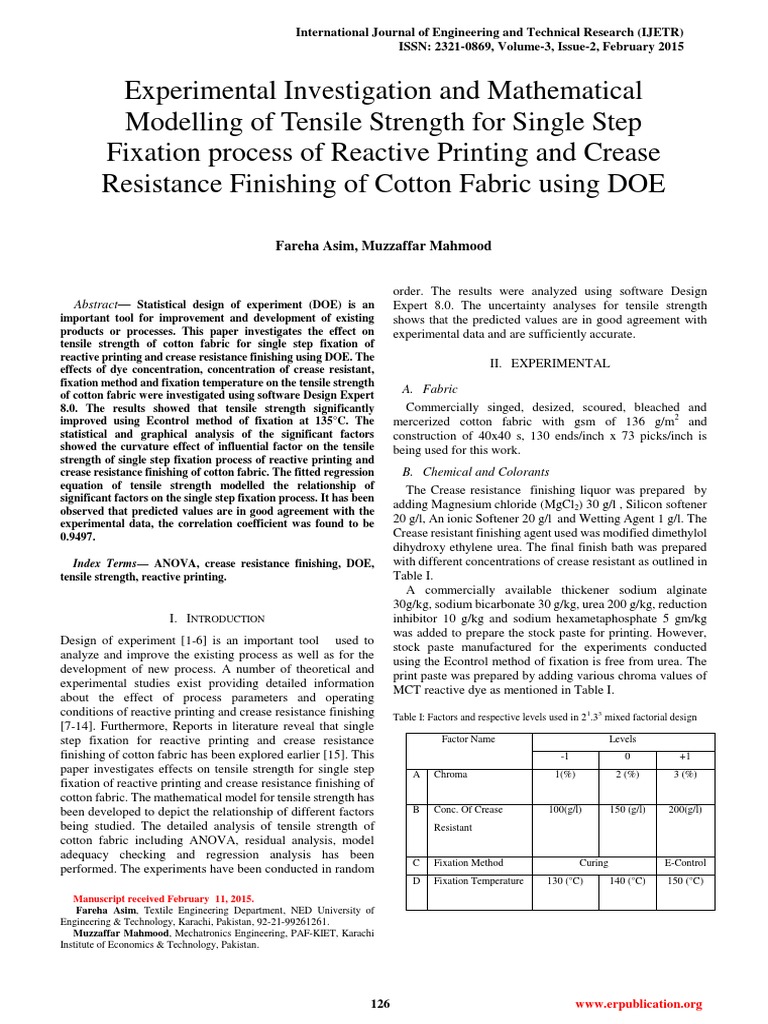 IJETR031342 | PDF | Errors And Residuals | Analysis Of Variance
