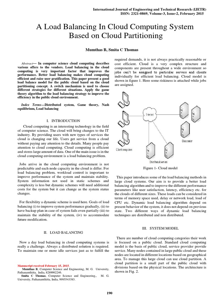 A Load Balancing in Cloud Computing System Based On Cloud Partitioning | PDF | Load Balancing ...