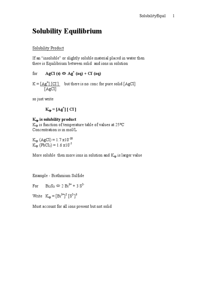 Solubility Equil2014 PDF | PDF | Solubility | Solution