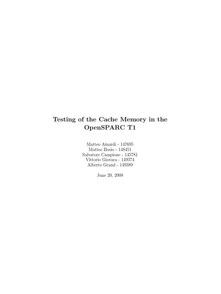 Testing of The Cache Memory in The OpenSPARC T1 | PDF | Compiler | Cpu ...