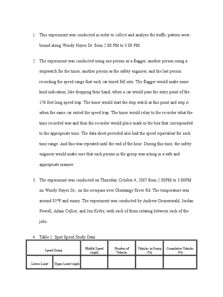 Spot Speed Study Lab | PDF | Percentile | Traffic
