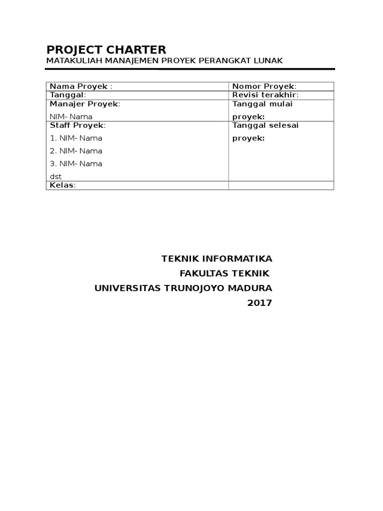 Contoh Project-Charter | PDF | Digital Technology | Information Technology
