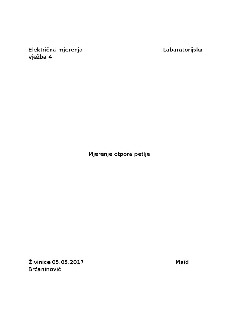 Mjerenje Otpora Petlje | PDF