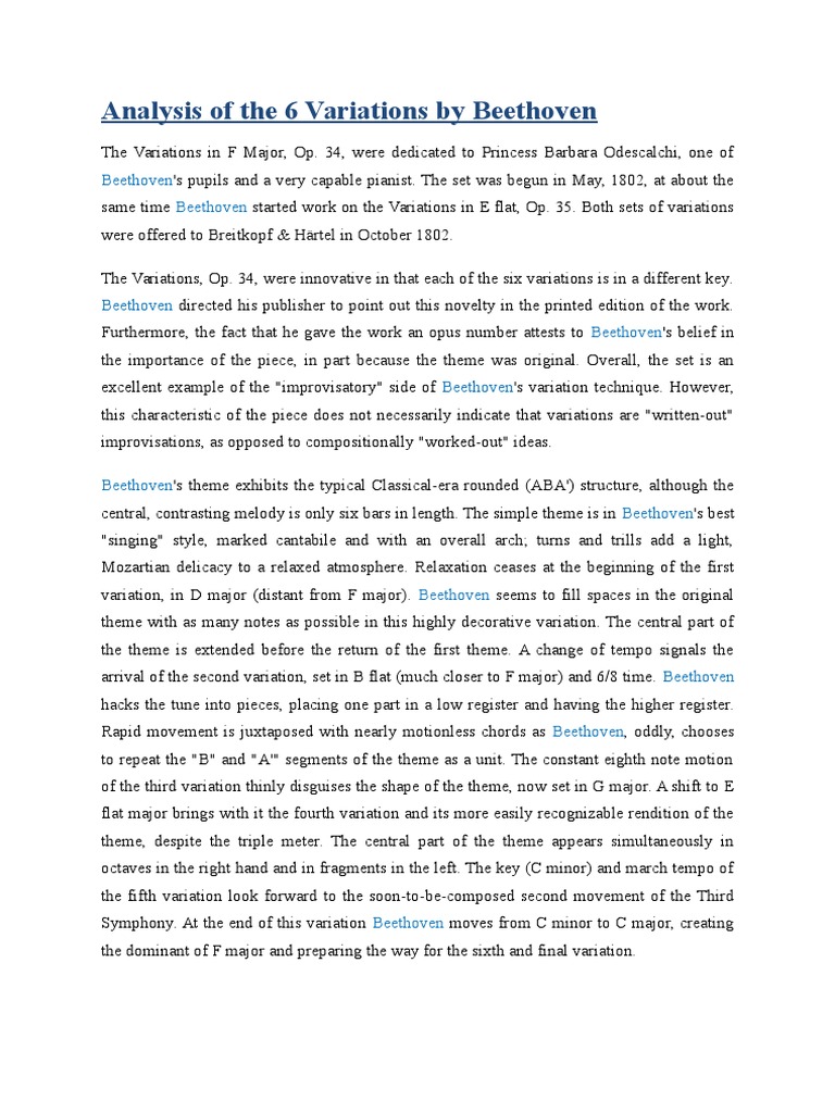 6 Variations by Beethoven | PDF | Variation (Music) | Ludwig Van Beethoven