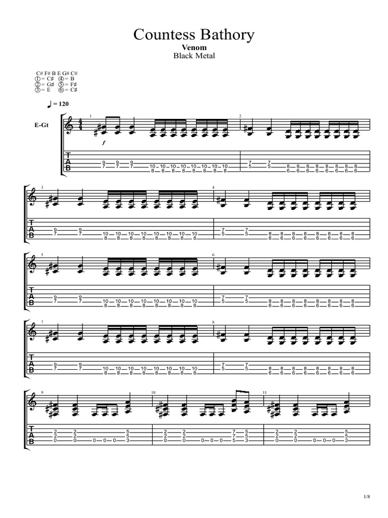 Countess Bathory Guitar Tabs | PDF | British Music | Rock Music