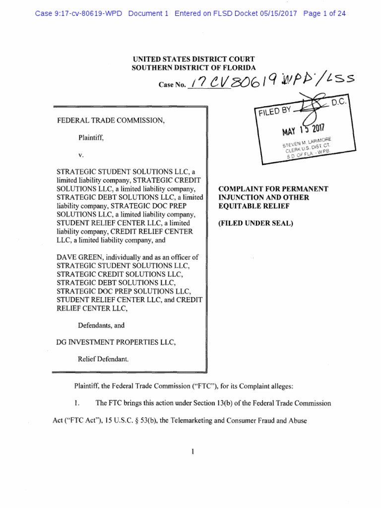 FTC Complaint V Strategic Student Solutions | PDF | Student Loan ...