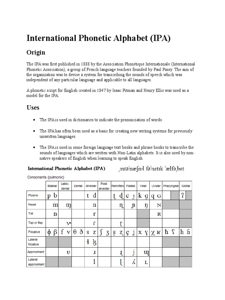 The Origins and Uses of the International Phonetic Alphabet as a ...