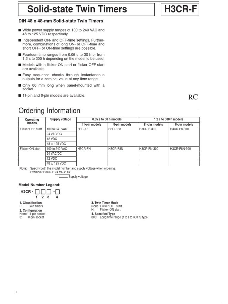 Ordering Information: DIN 48 X 48-mm Solid-State Twin Timers | PDF ...