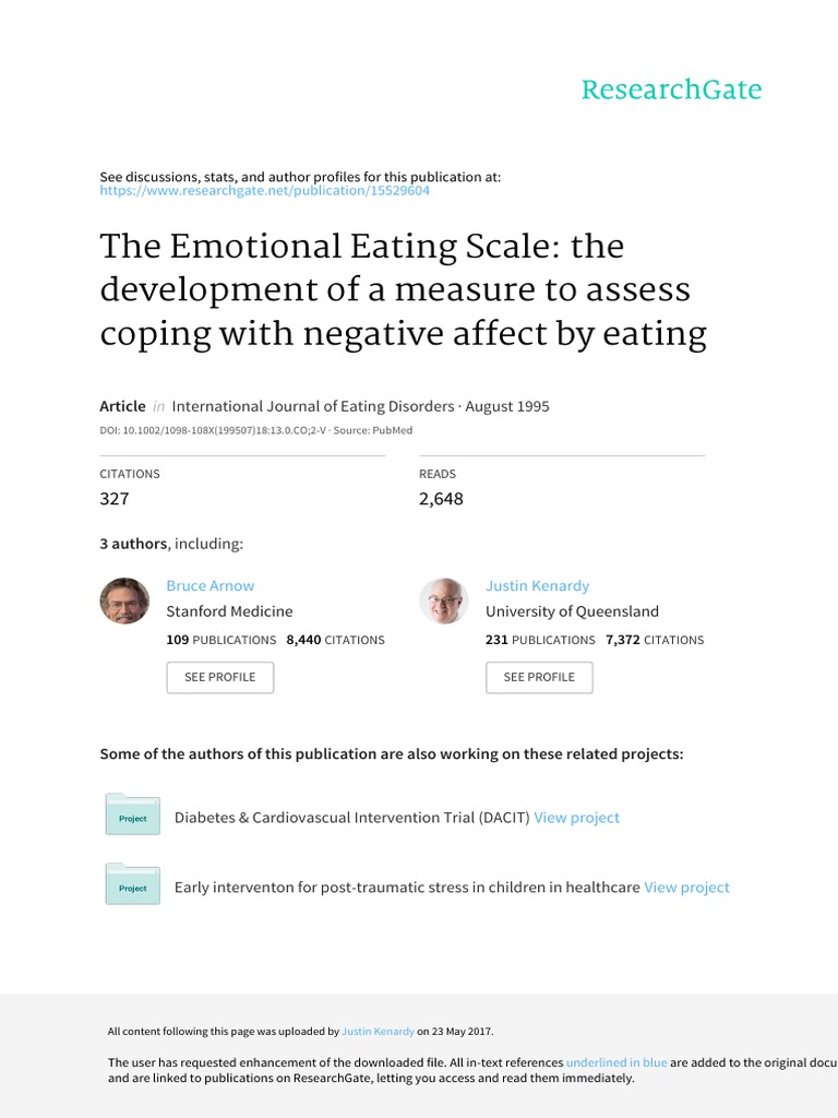 The Emotional Eating Scale | Binge Eating Disorder | Bulimia Nervosa