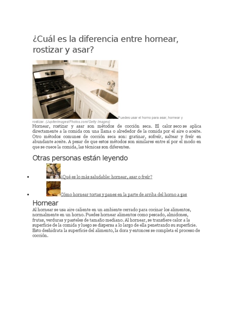 ¿Cuál es la diferencia entre hornear, rostizar y asar? | PDF | Fritura ...