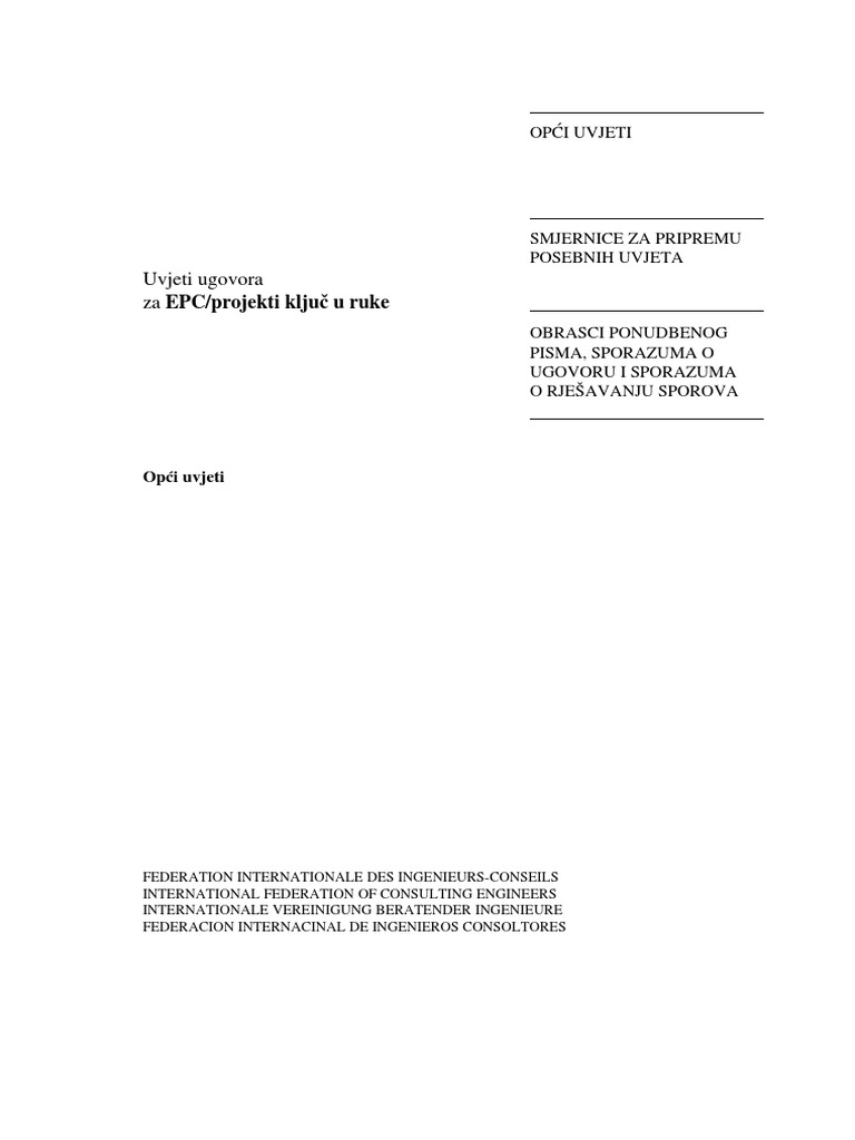 FIDIC - Projekt - KLJUC U RUKE - Opci Uvjeti | PDF