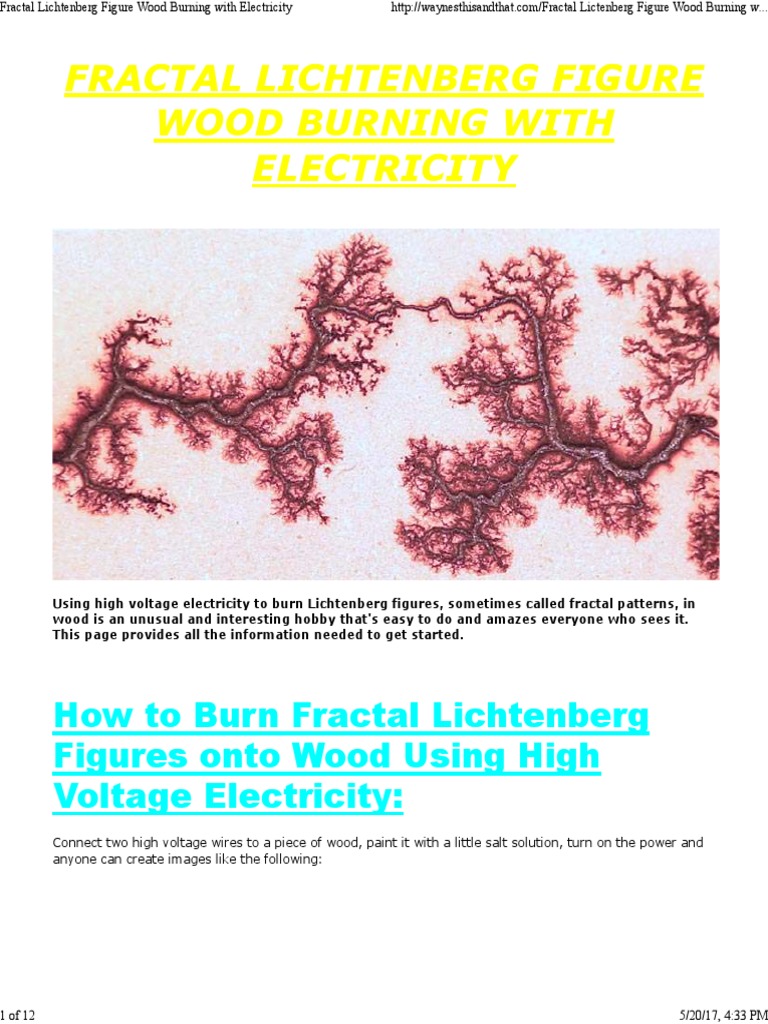Fractal Lichtenberg Figure Wood Burning With Electricity | PDF ...