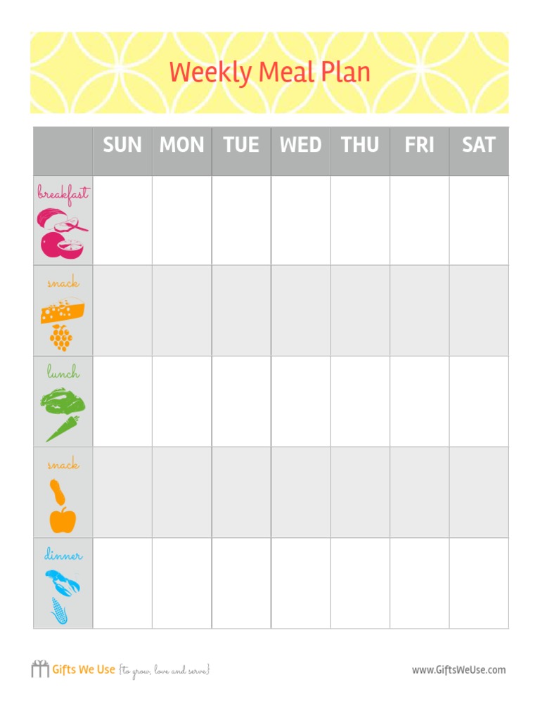 Printable Weekly Meal Plan | PDF | Meal | Nutrition