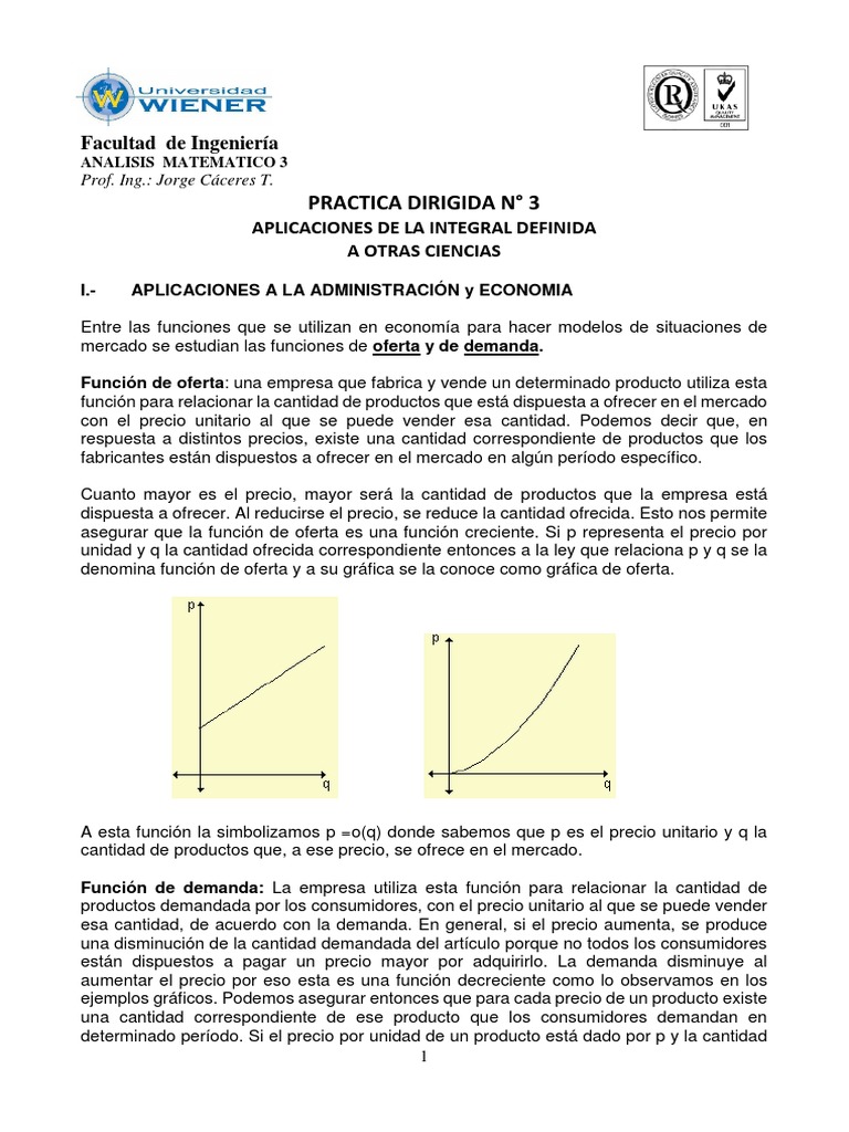Practica Dirigida No 3 Aplicaciones de La Integral A Otra Ciencias 250 0 PDF | PDF | Excedente ...