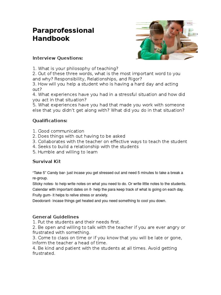 Paraprofessional Handbook | PDF | Career & Growth