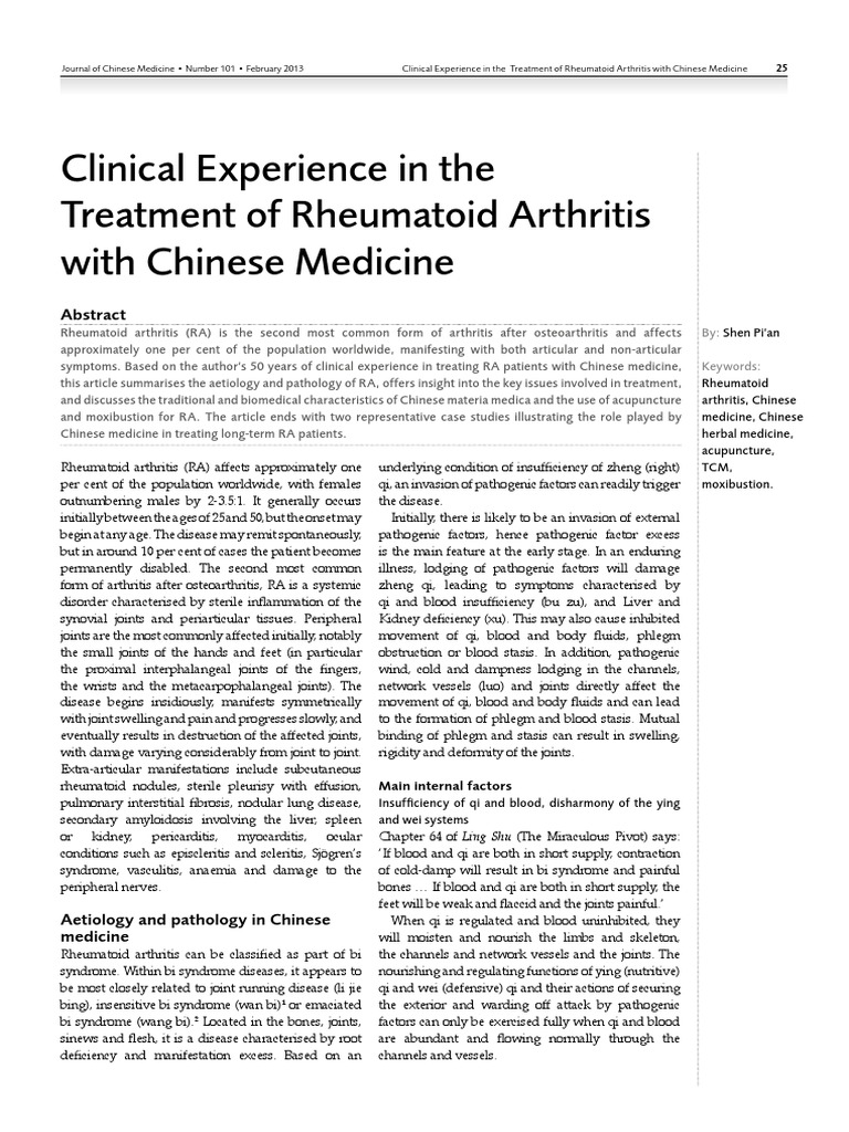 Clinical Experience in The Treatment of Rheumatoid Arthritis With ...