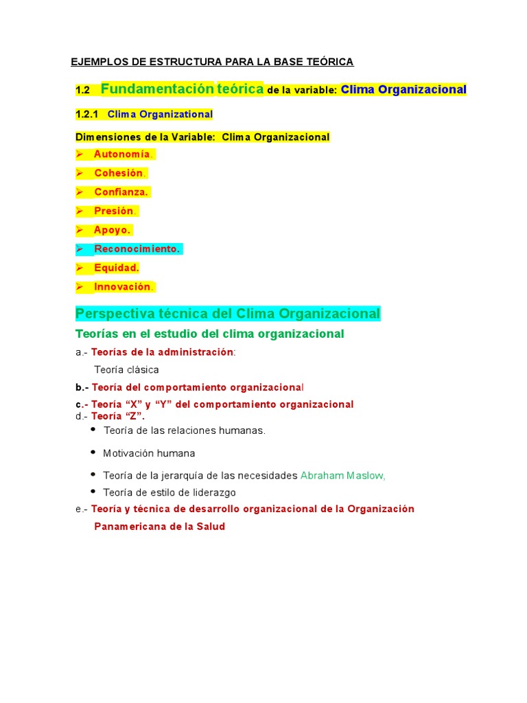 5. Ejemplos de La Estructura Para La Base Teórica | Comportamiento ...