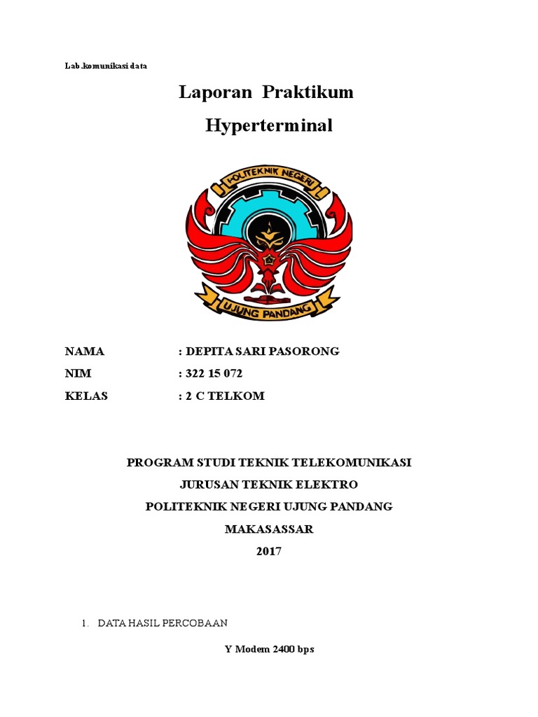 Laporan Praktikum Komunikasi Data Hyperterminal | PDF Laporan Praktikum Komunikasi Data Hyperterminal | PDF