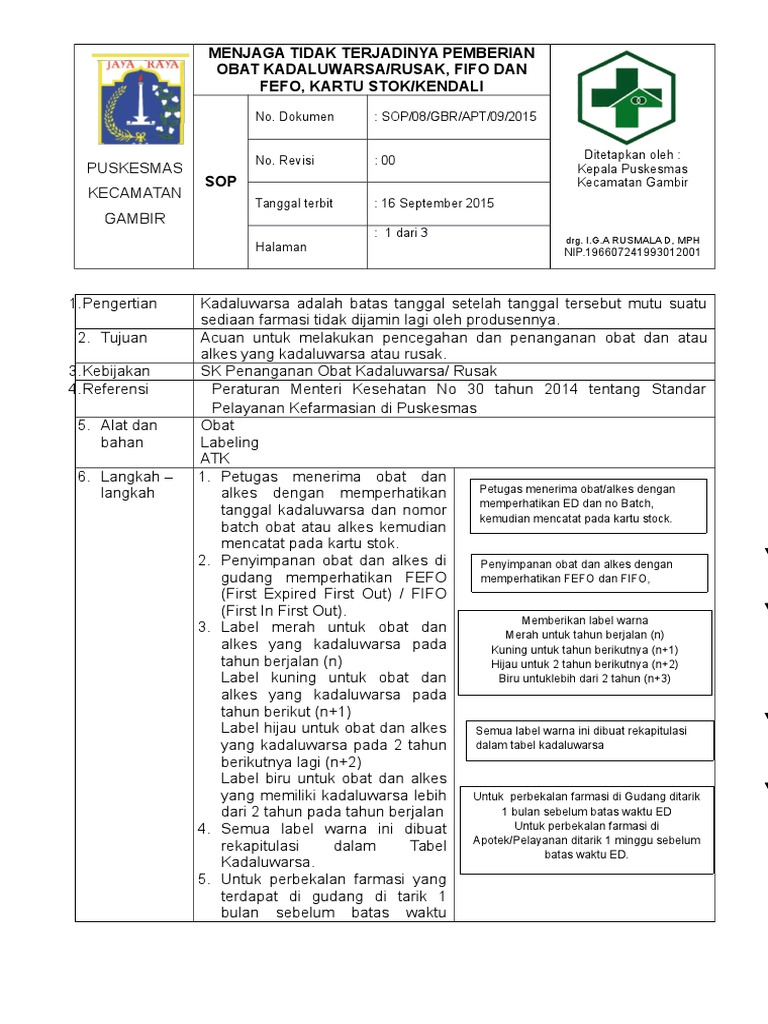 Menjaga Tidak Terjadinya Pemberian Obat Kadaluwarsarusak, Fifo Dan Fefo ...