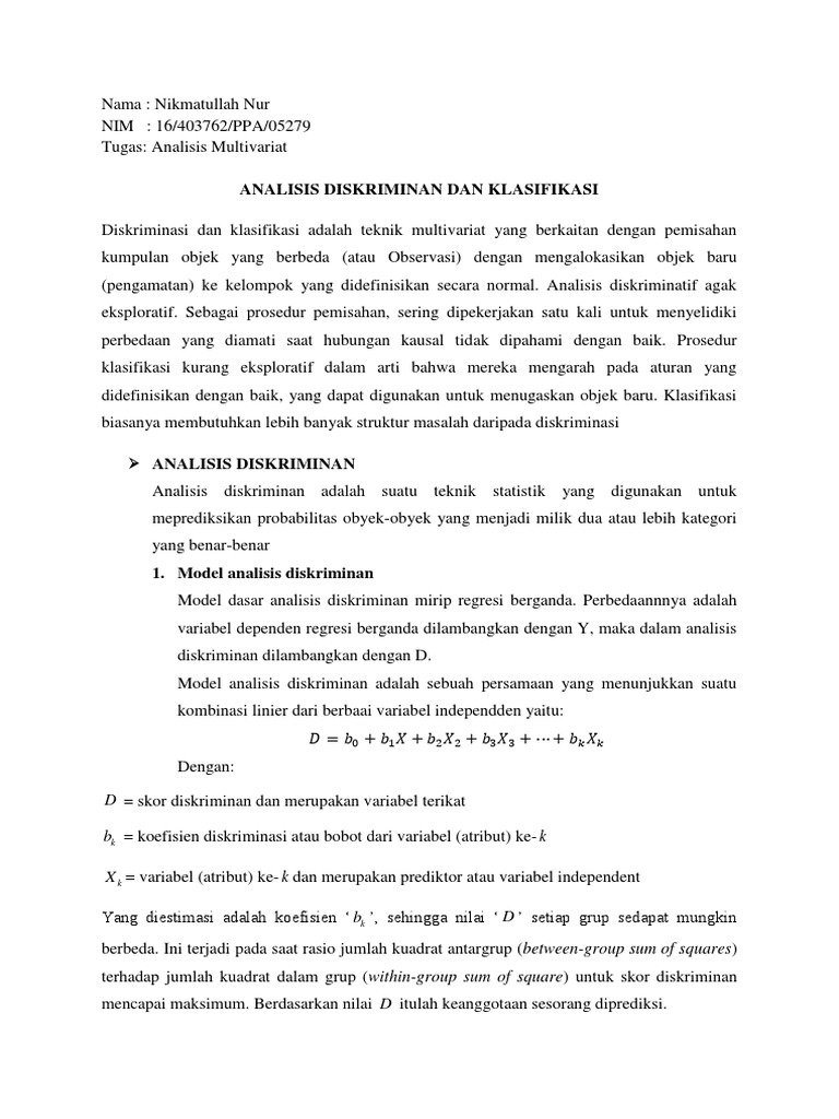Analisis Diskriminan | PDF