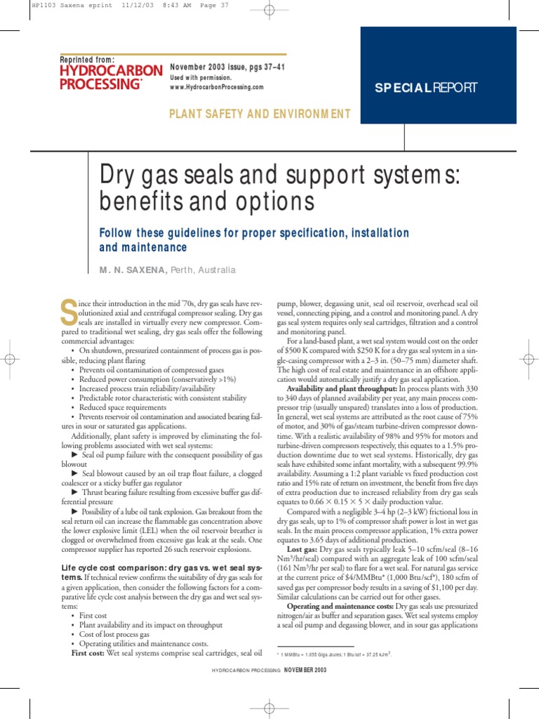 Dry - Gas - Seal - Blowdown PDF | PDF | Gas Compressor | Natural Gas